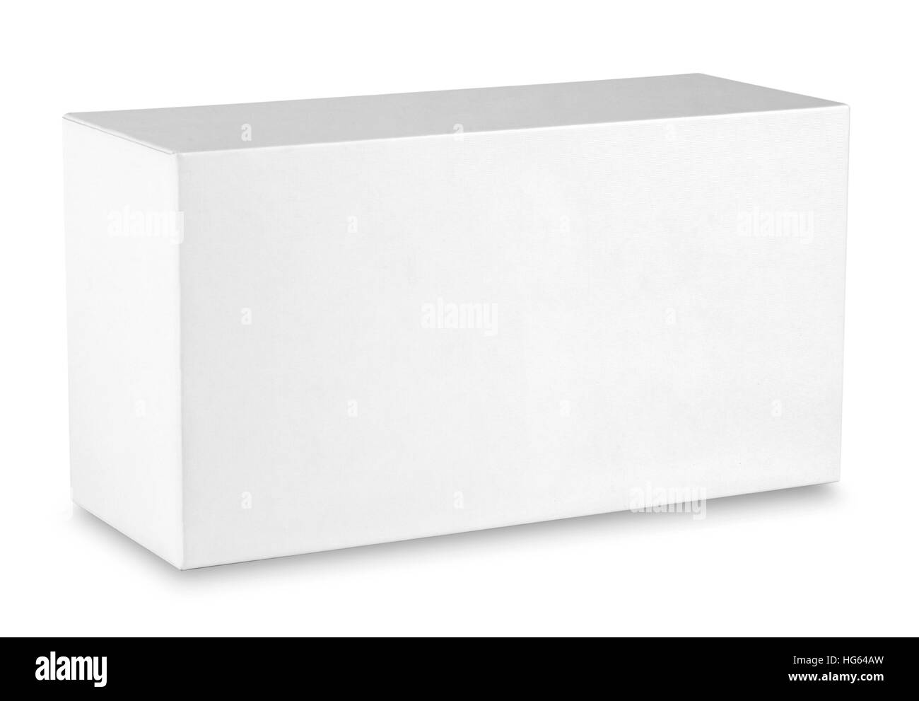 White box lying on its side at an angle shot isolated on white ...