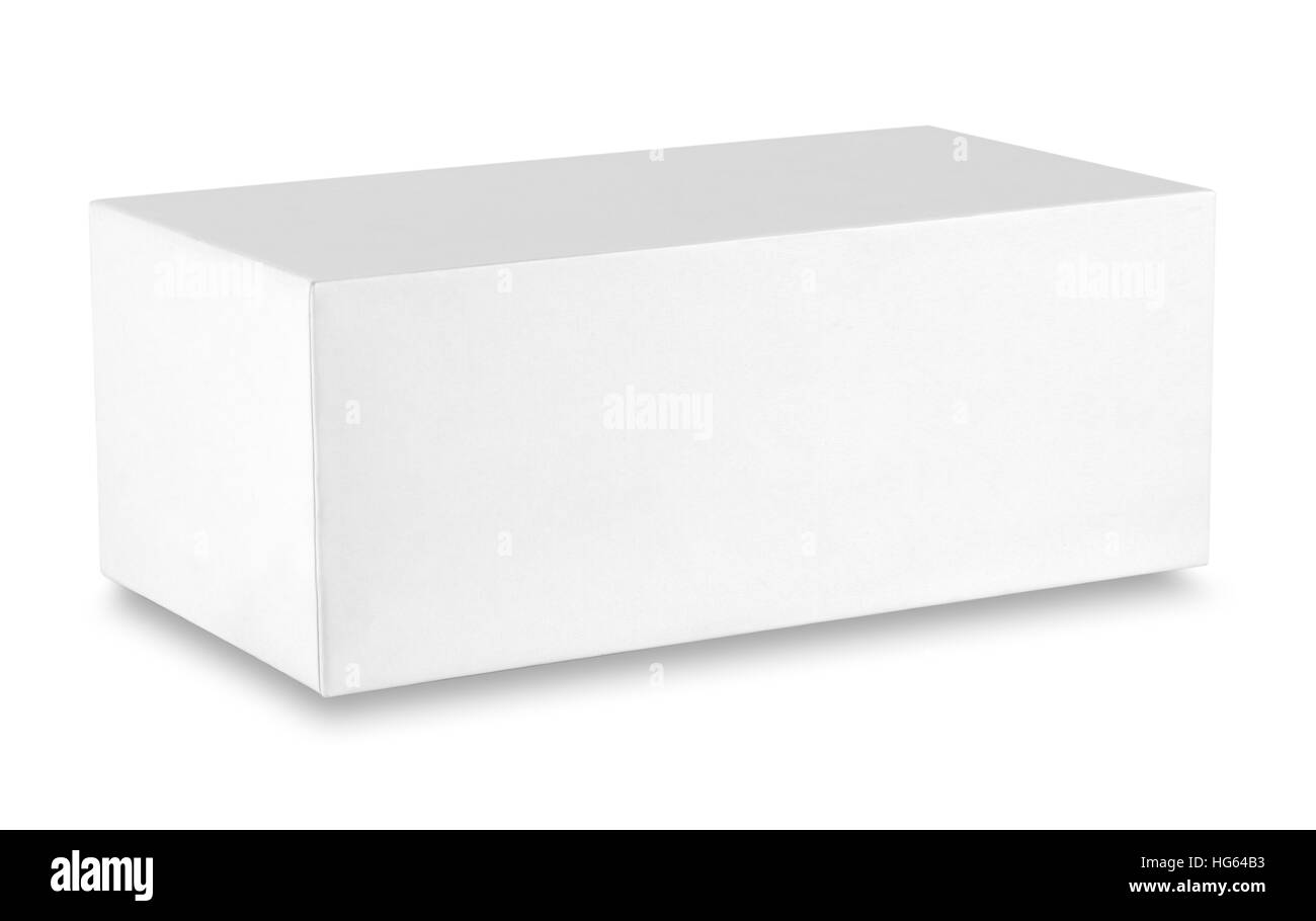 White rectangular box shot at an angle isolated on white background ...