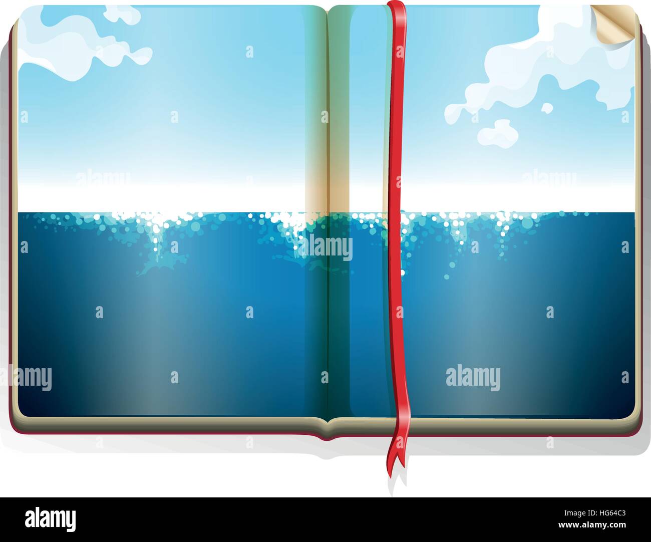 Blue ocean on the book illustration Stock Vector Image & Art - Alamy