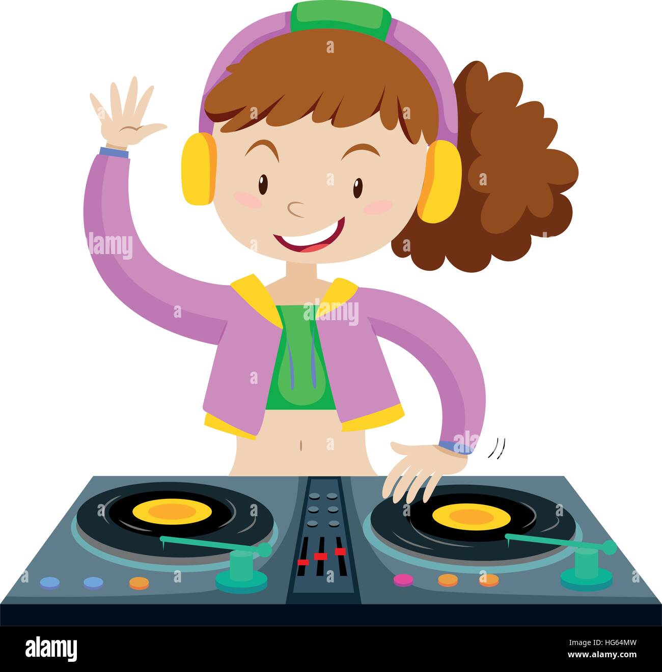 DJ playing music with DJ machine illustration Stock Vector Image & Art ...