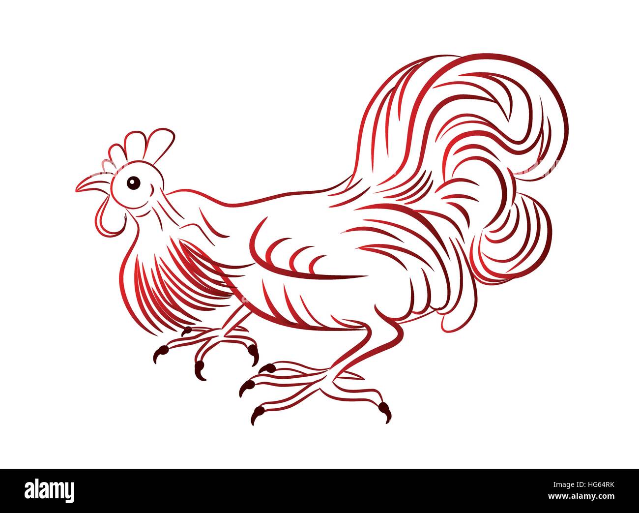 Rooster, symbol of Chinese New Year, on white background Stock Vector ...
