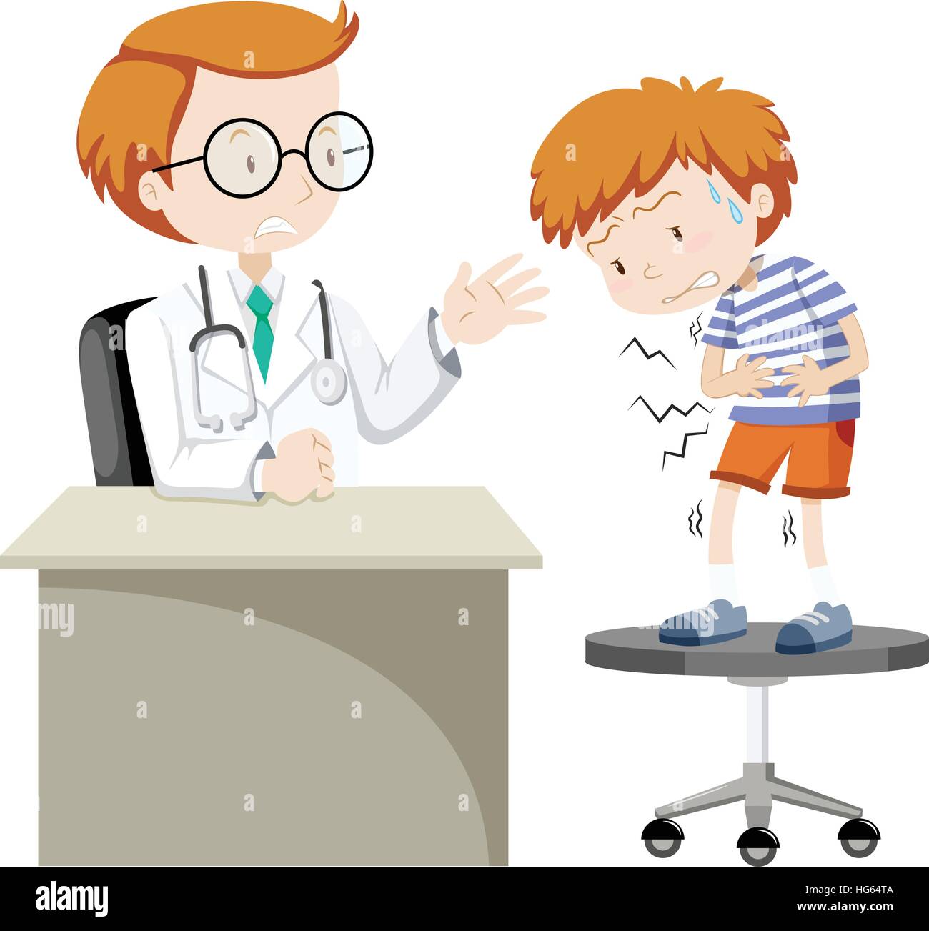 Sick boy visiting doctor illustration Stock Vector Image & Art - Alamy