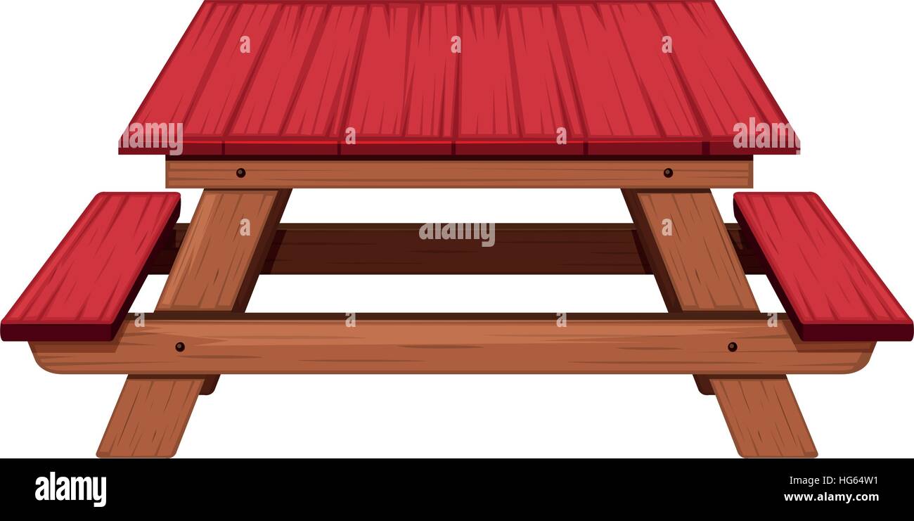 Picnic table painted in red illustration Stock Vector Image & Art - Alamy