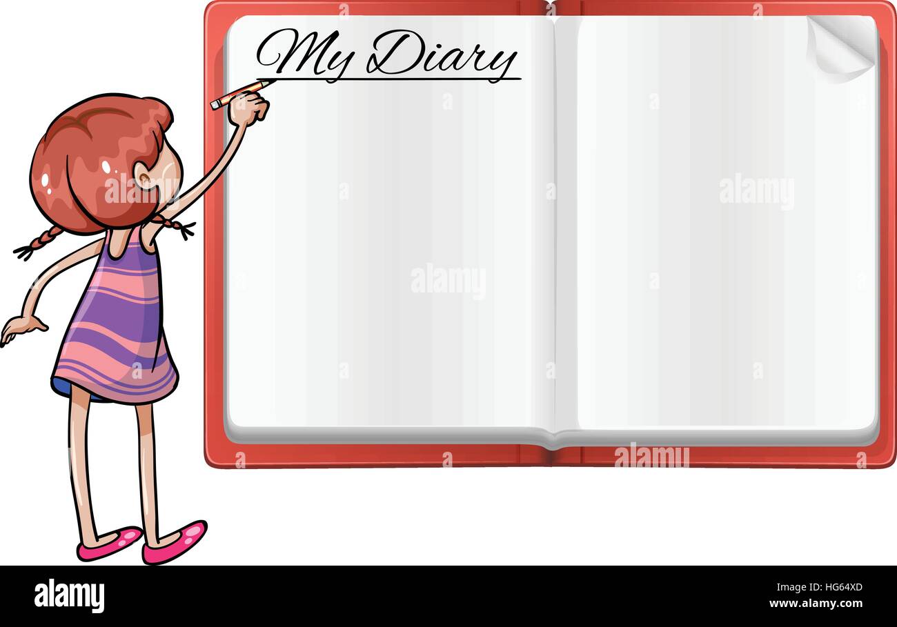 Girl writing in diary illustration Stock Vector Image & Art - Alamy