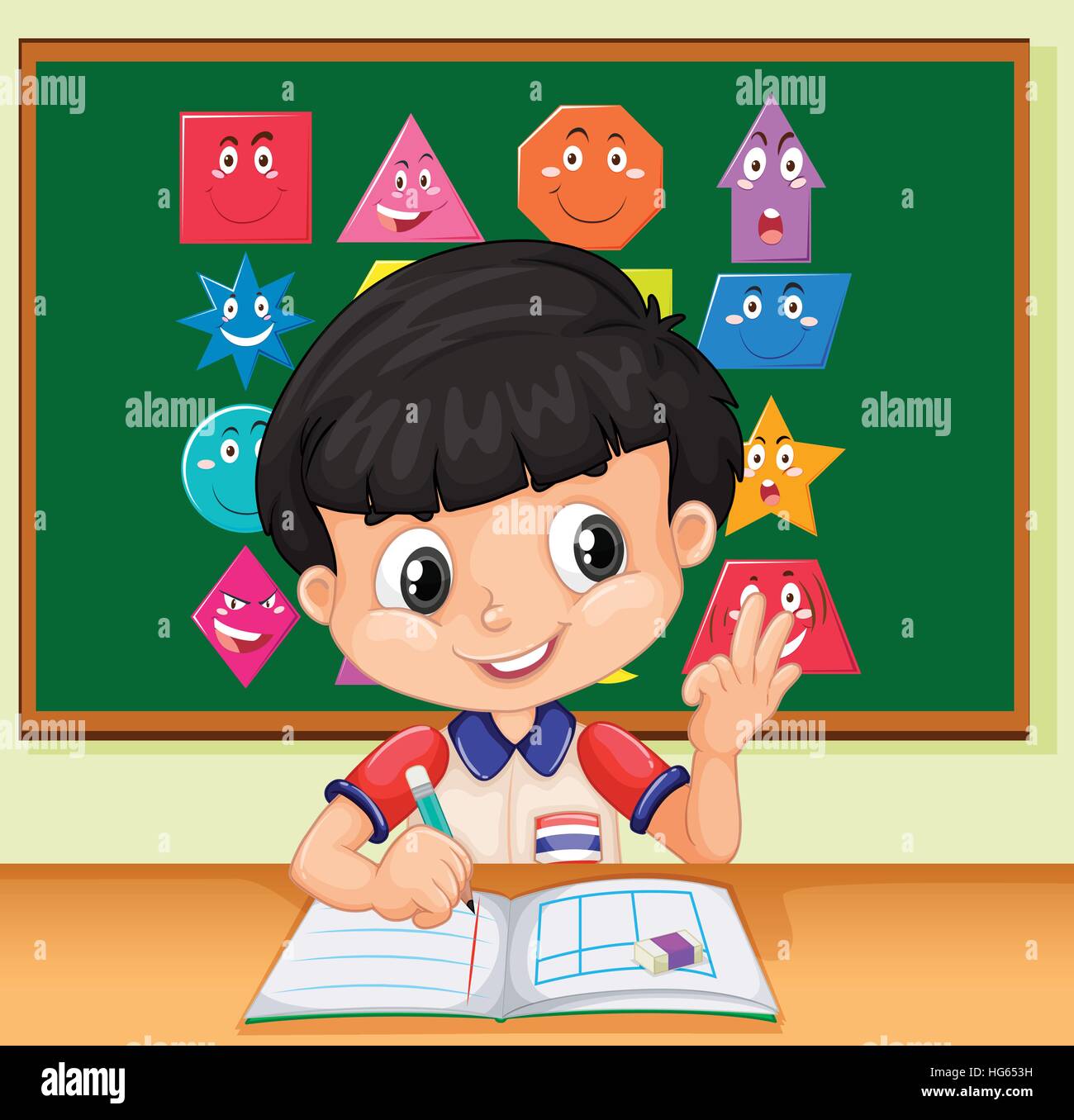 Boy writing in notebook Stock Vector Images - Alamy