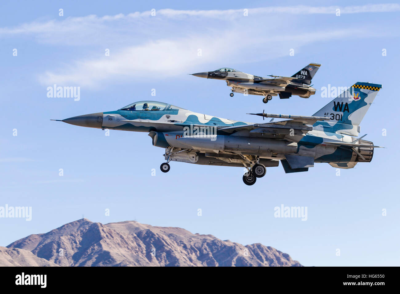 Two U.S. Air Force F-16 Fighting Falcon aggressor aircraft on final ...