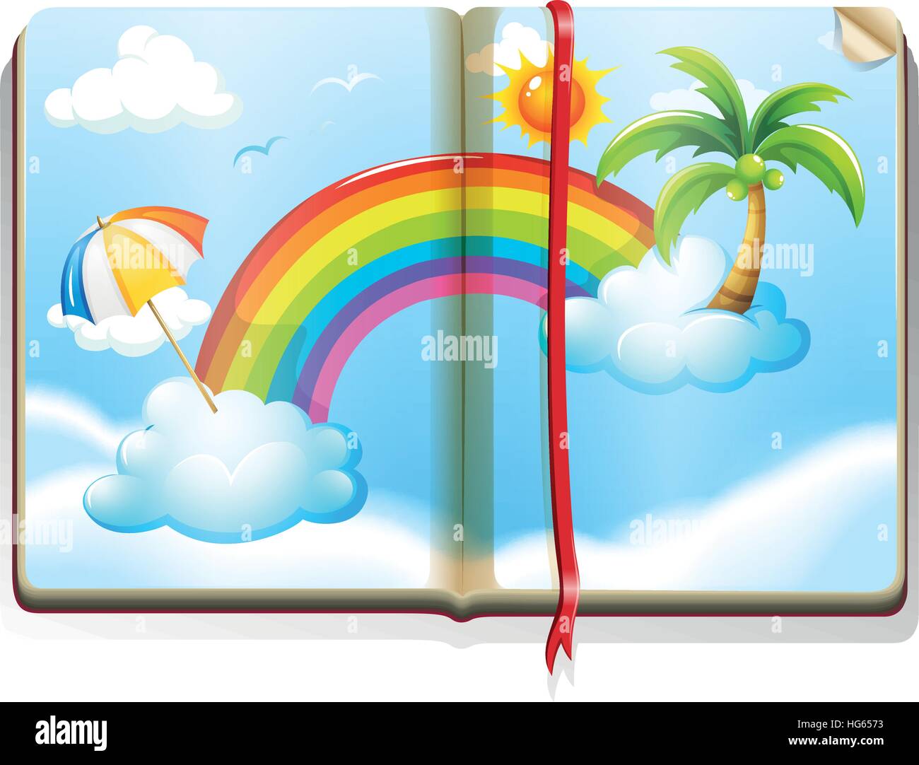 Book with rainbow in the sky illustration Stock Vector Image & Art - Alamy