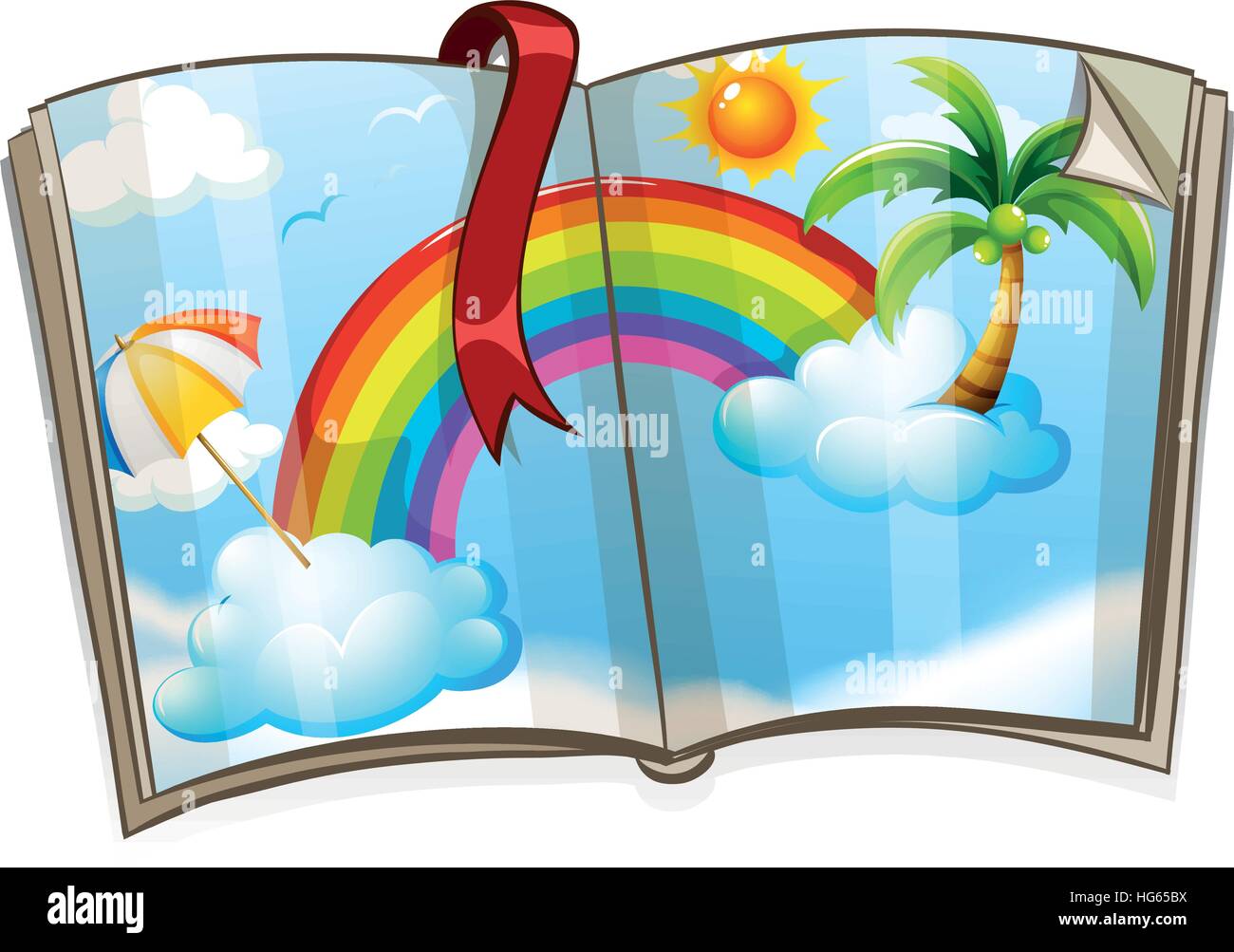 Colorful rainbow in the book illustration Stock Vector Image & Art - Alamy