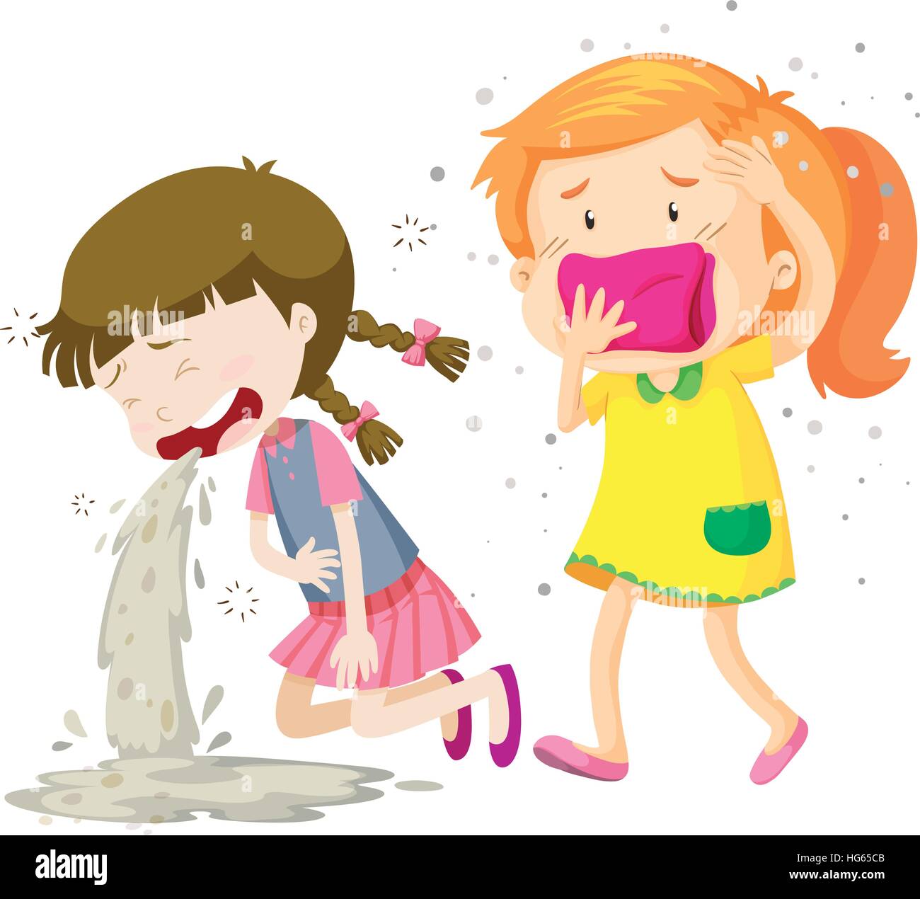 Two girls being sick illustration Stock Vector Image & Art - Alamy