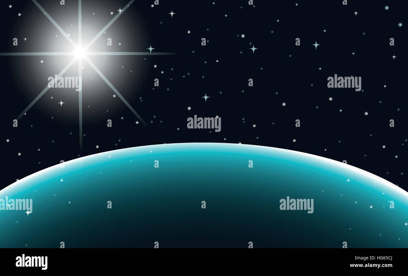 Space scene with planet and stars illustration Stock Vector Image & Art ...