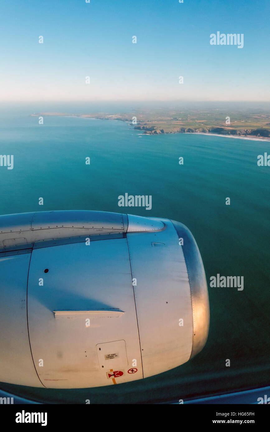 A view from the window as a plane comes into land at Newquay in ...