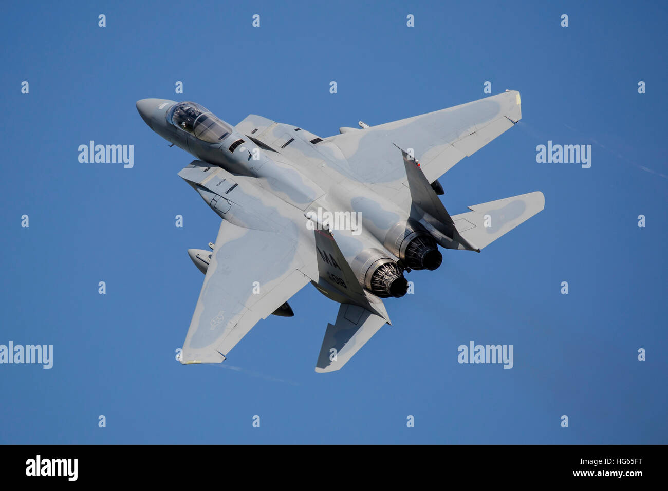 U.S. Air Force F-15C Eagle interceptor flying over Neuberg, Germany ...