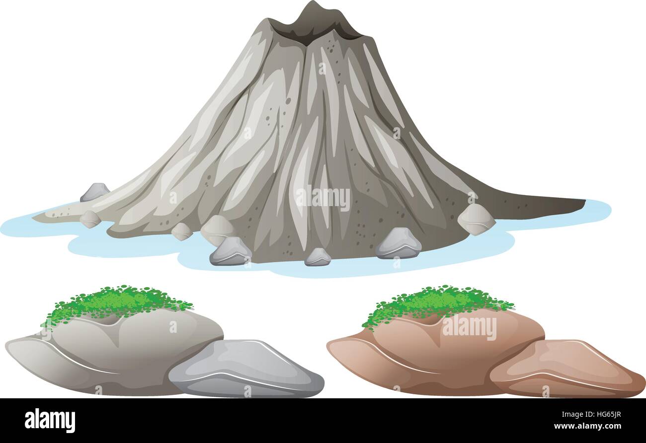 Volcano and different shades of rocks illustration Stock Vector Image ...