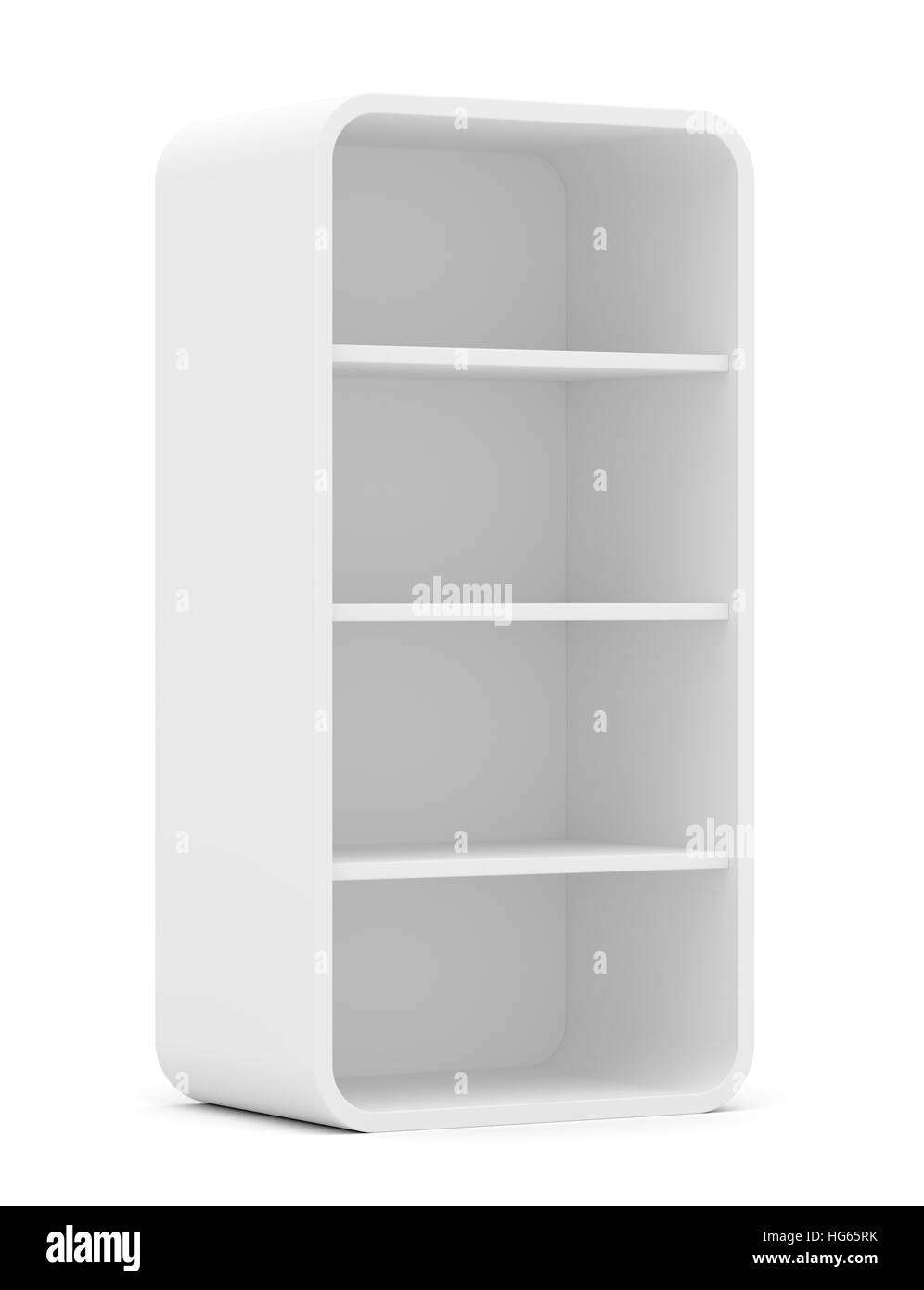 Empty rounded retail shelves. Front view Stock Photo - Alamy