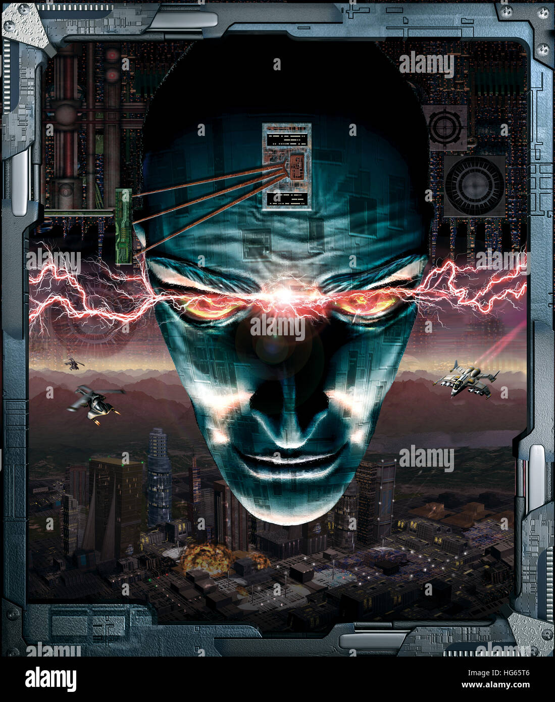 Robotic sci-fi face Stock Photo - Alamy