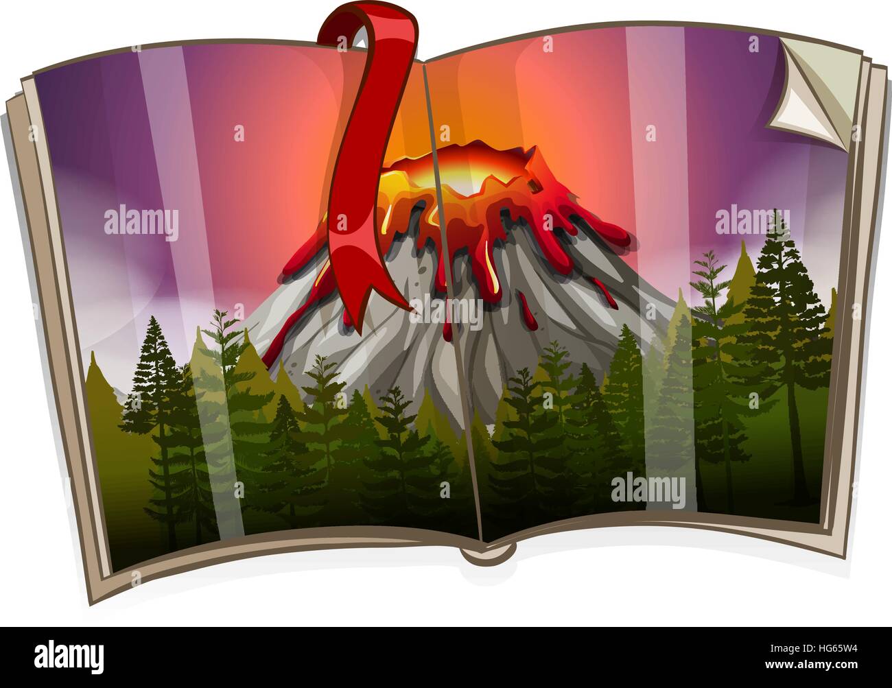 Nature scene volcano forest Stock Vector Images - Alamy