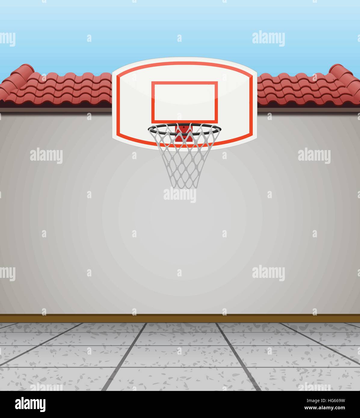 Basketball goal on the roof illustration Stock Vector Image & Art - Alamy