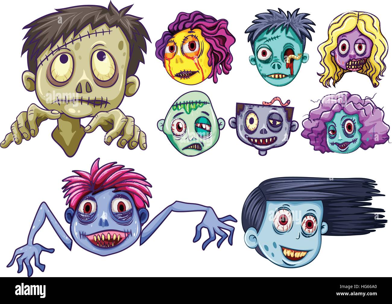 Set of zombie heads illustration Stock Vector Image & Art - Alamy
