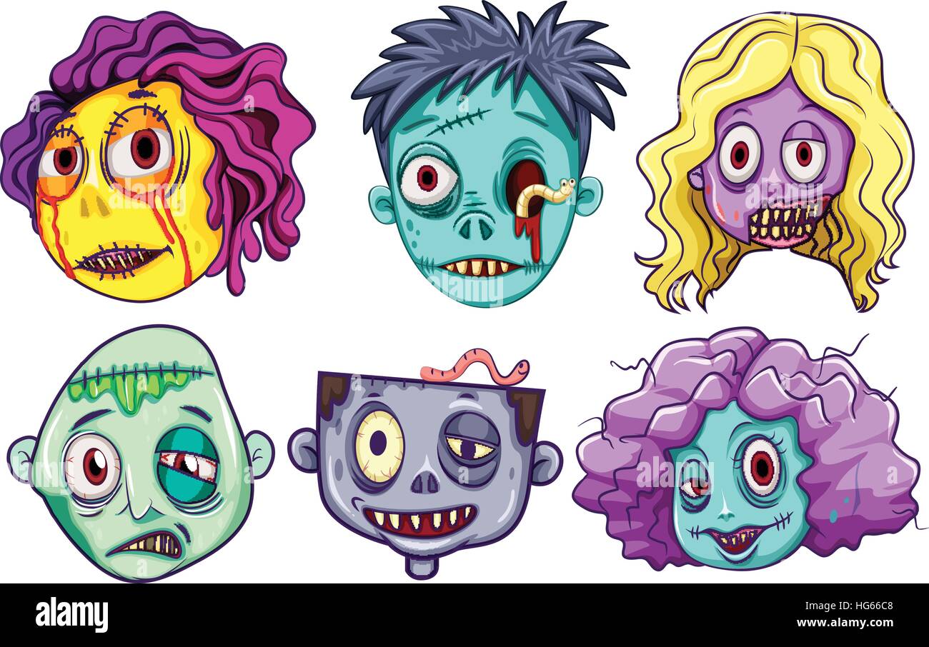 Zombie characters with male and female illustration Stock Vector Image ...