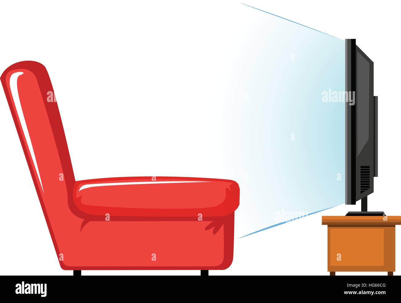 Red sofa and television on table illustration Stock Vector Image & Art ...