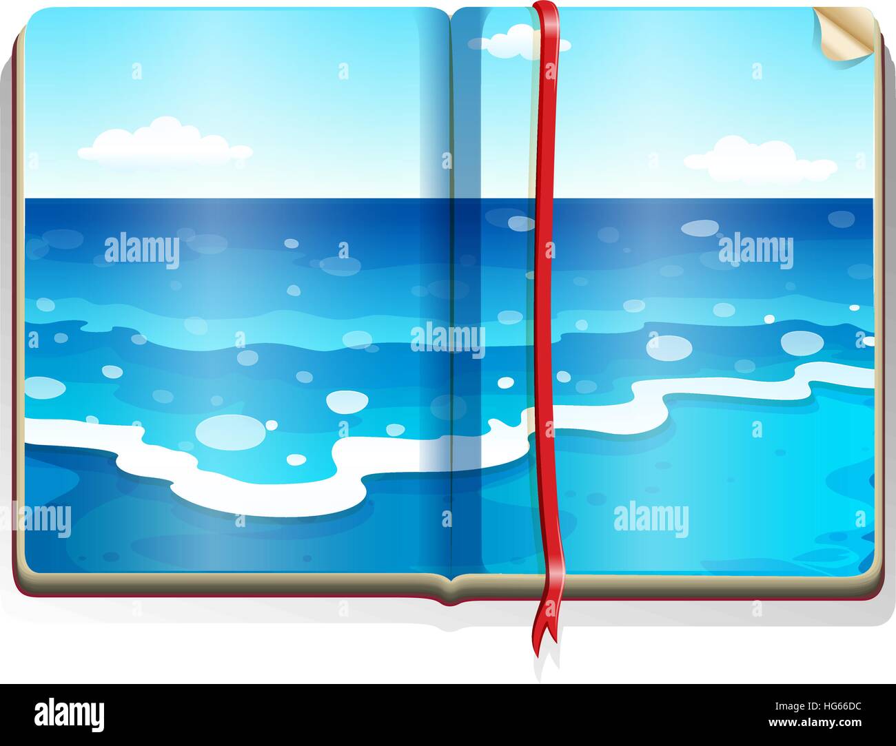 Book with ocean scene illustration Stock Vector Image & Art - Alamy