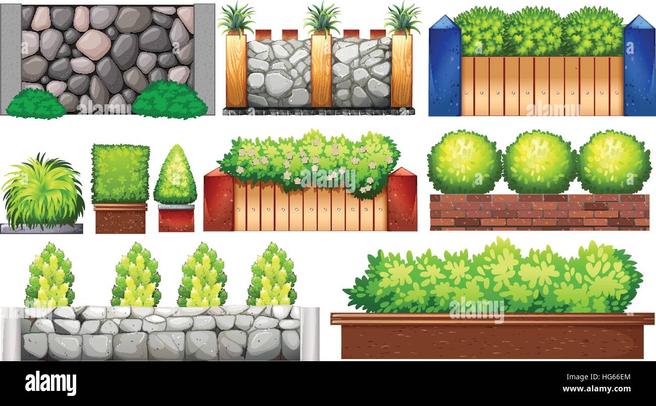 Different design of wall and fence illustration Stock Vector Image ...