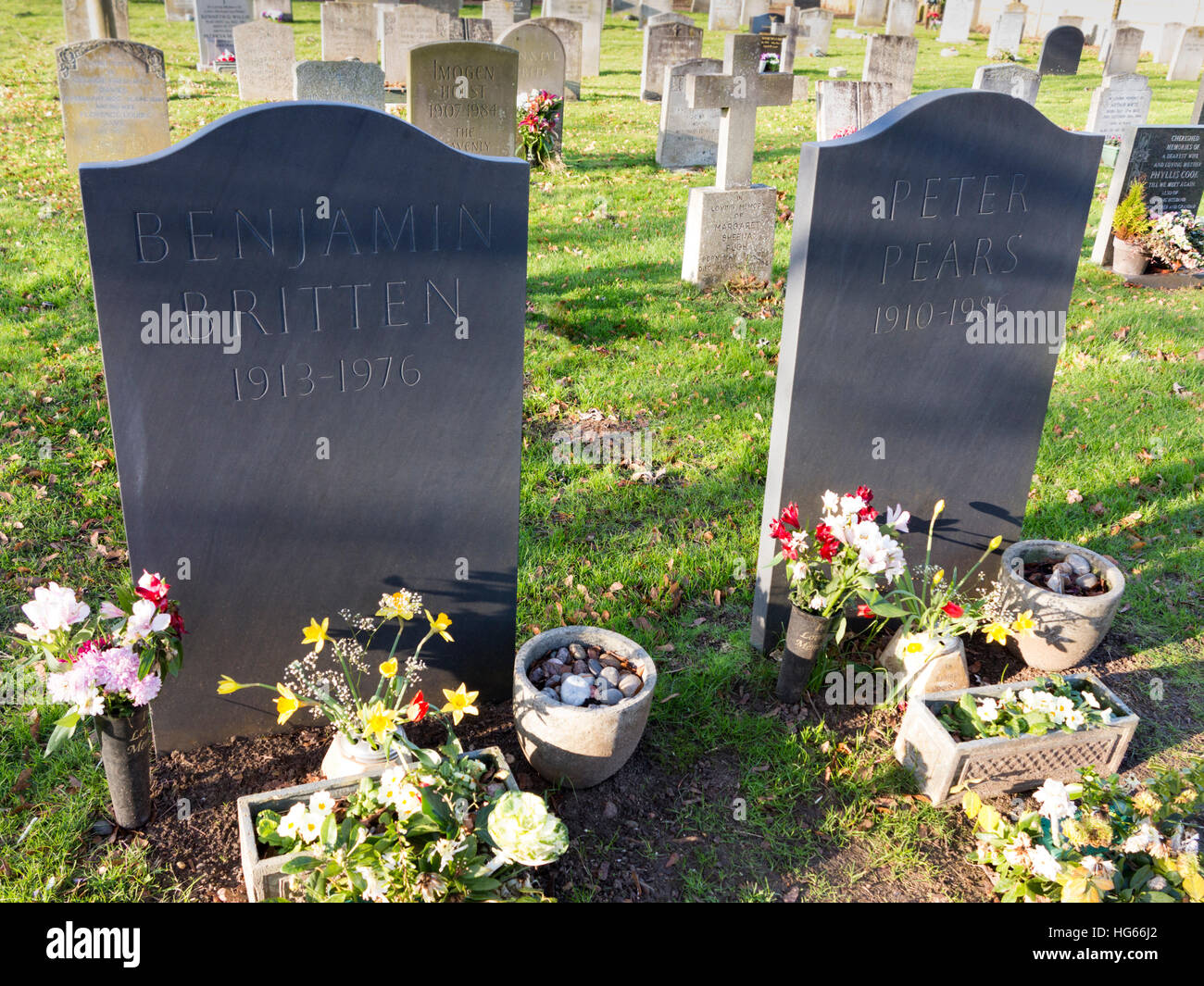 The graves of Benjamin Britten and Peter Pears in St Peter and Paul ...