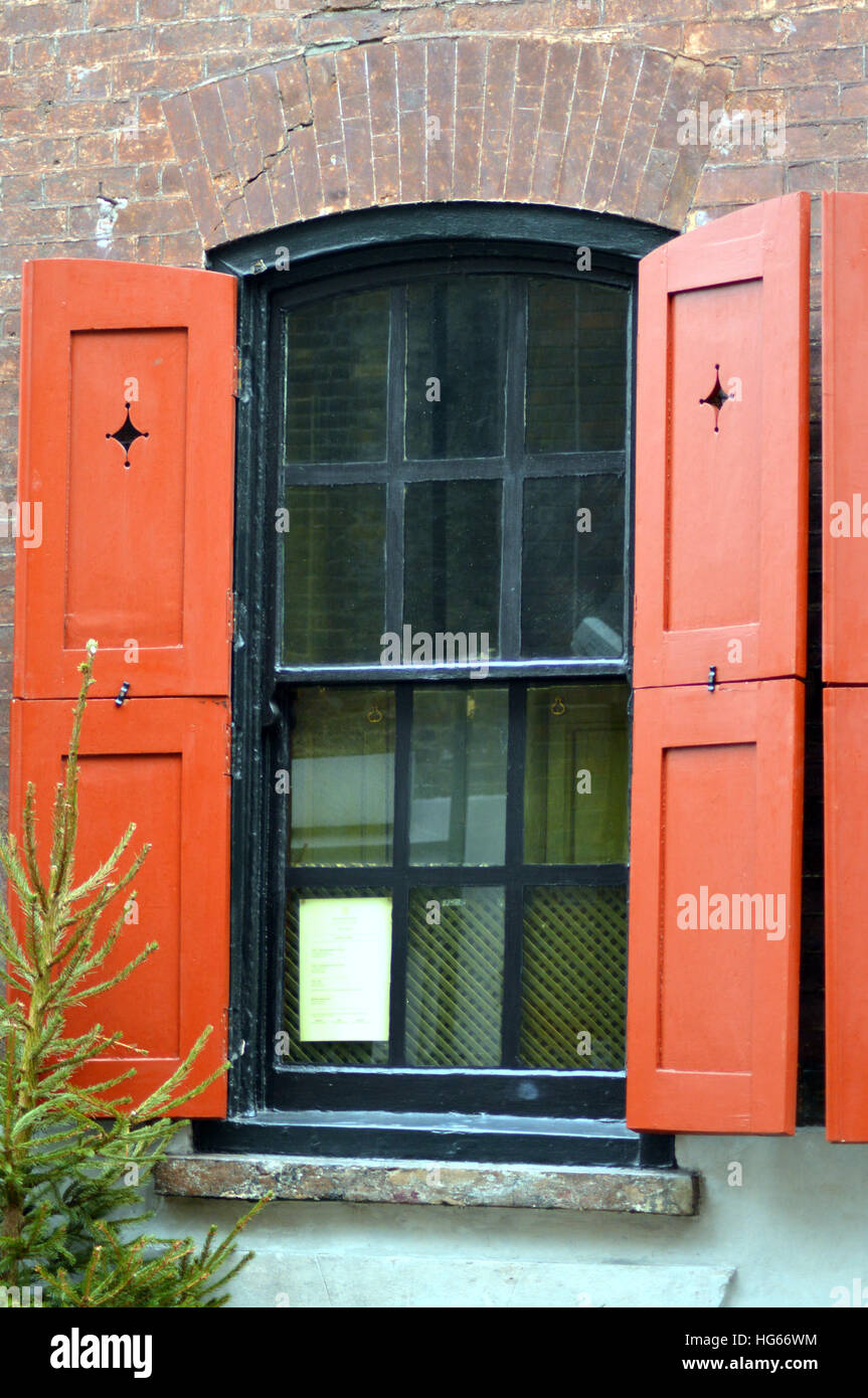 Window with open wooden shutters Stock Photo - Alamy