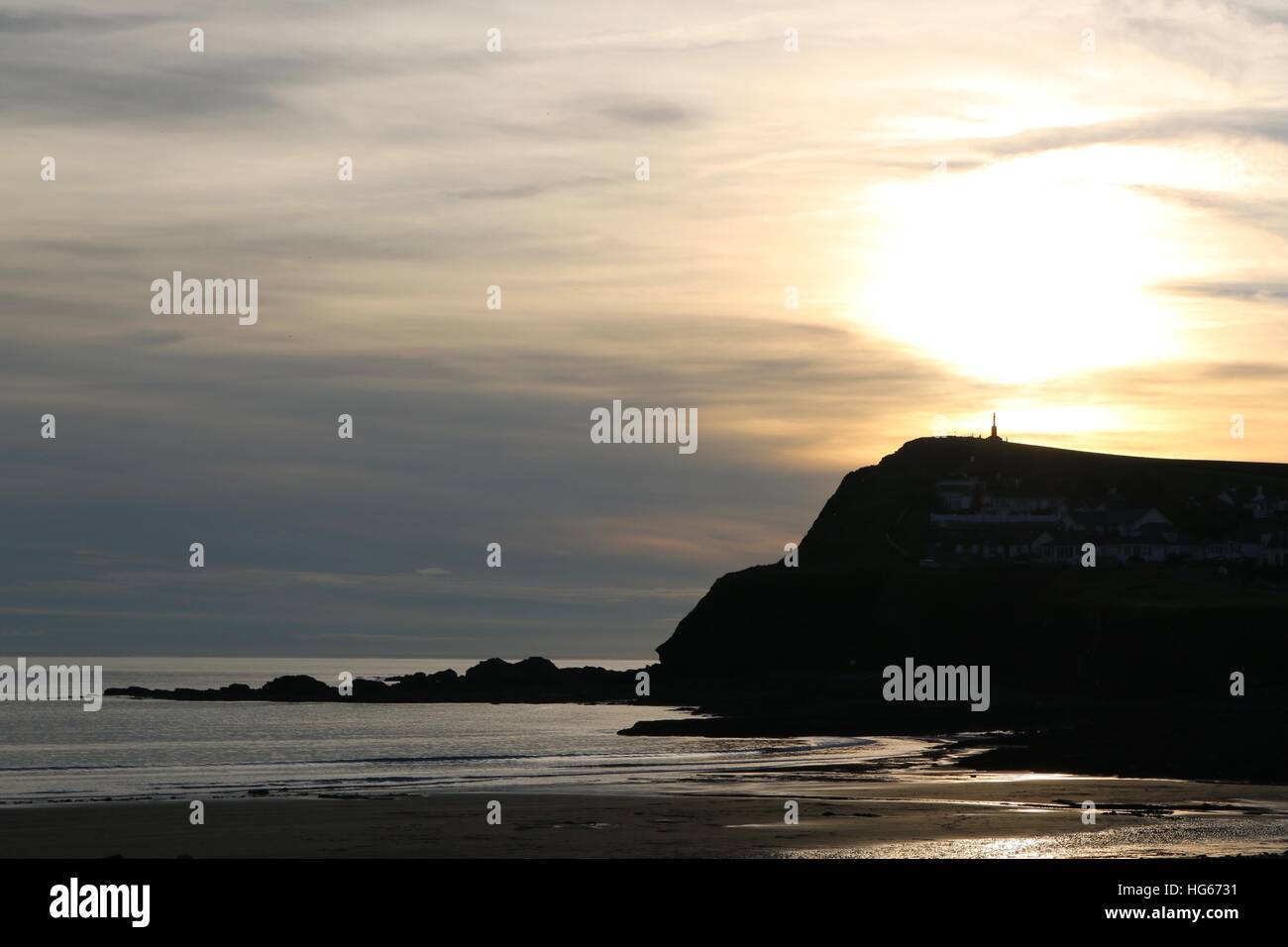 Sunset over sea near Borth Ceredigion Mid Wales Stock Photo - Alamy