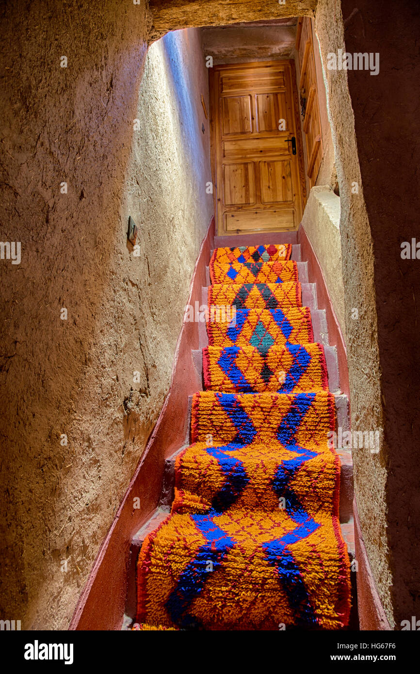 Ksar Elkhorbat, Morocco. Interior Stairway leading to the Roof of a ...