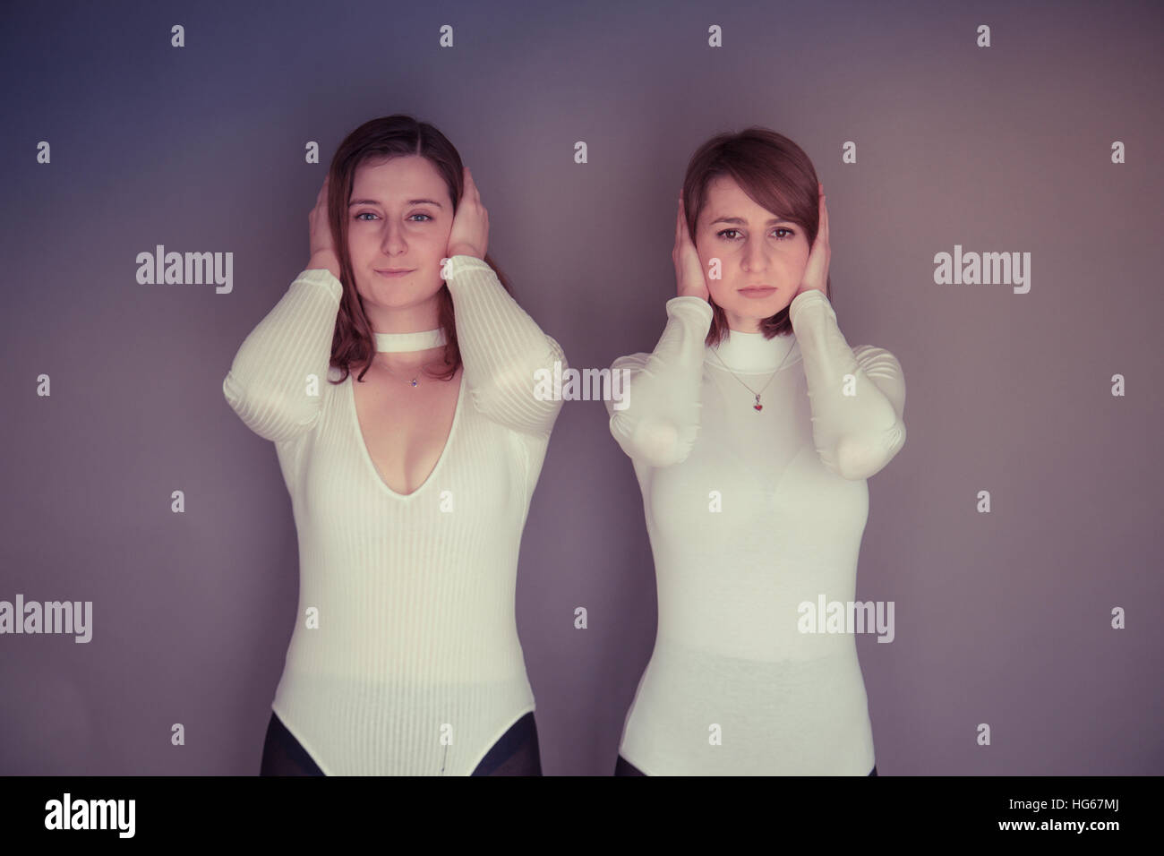 Doppelganger / Alter-ego themed photoshoot: two young women girls ...