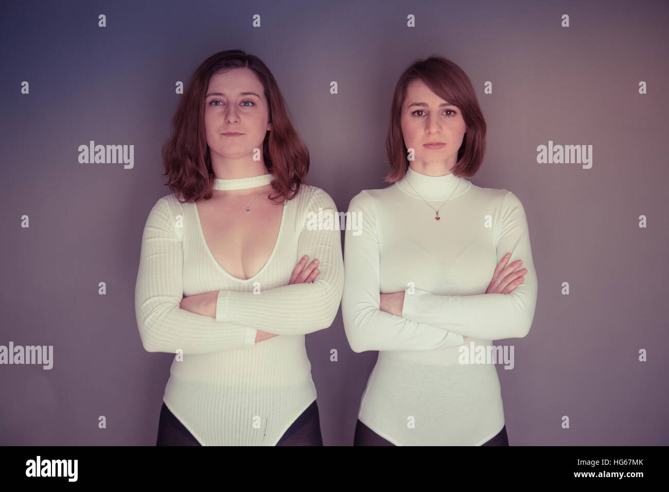 Doppelganger / Alter-ego themed photoshoot: two young women girls ...
