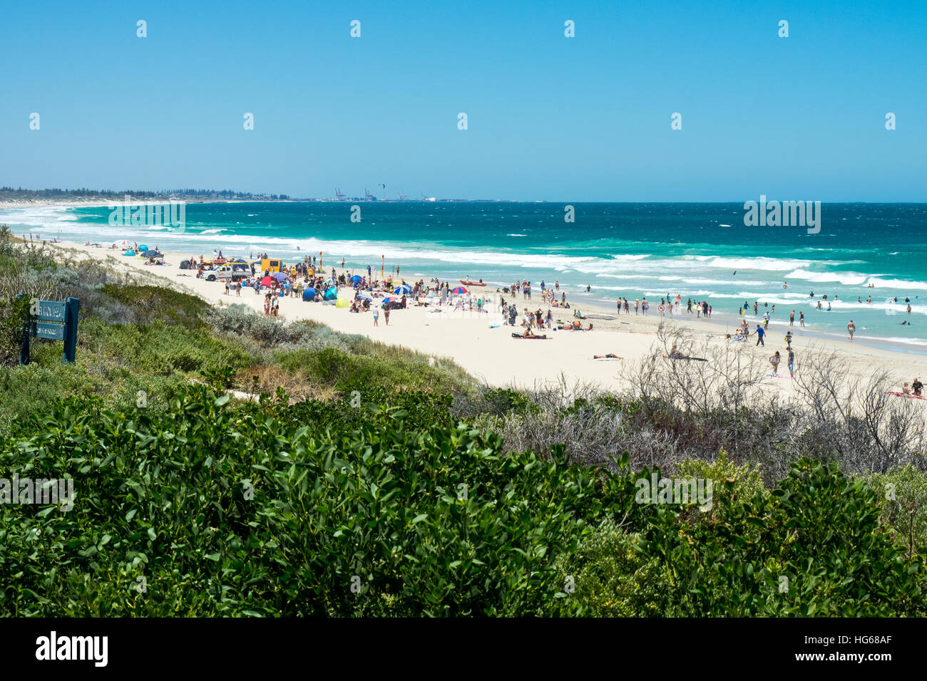 Beach goers at the popular Trigg Beach, Perth, Western Australia Stock ...