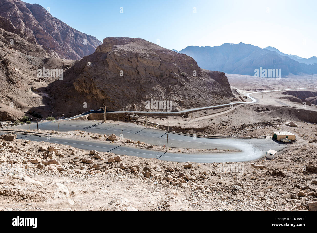 Aerial view from Chak Chak mountain village in Iran, holy place for ...