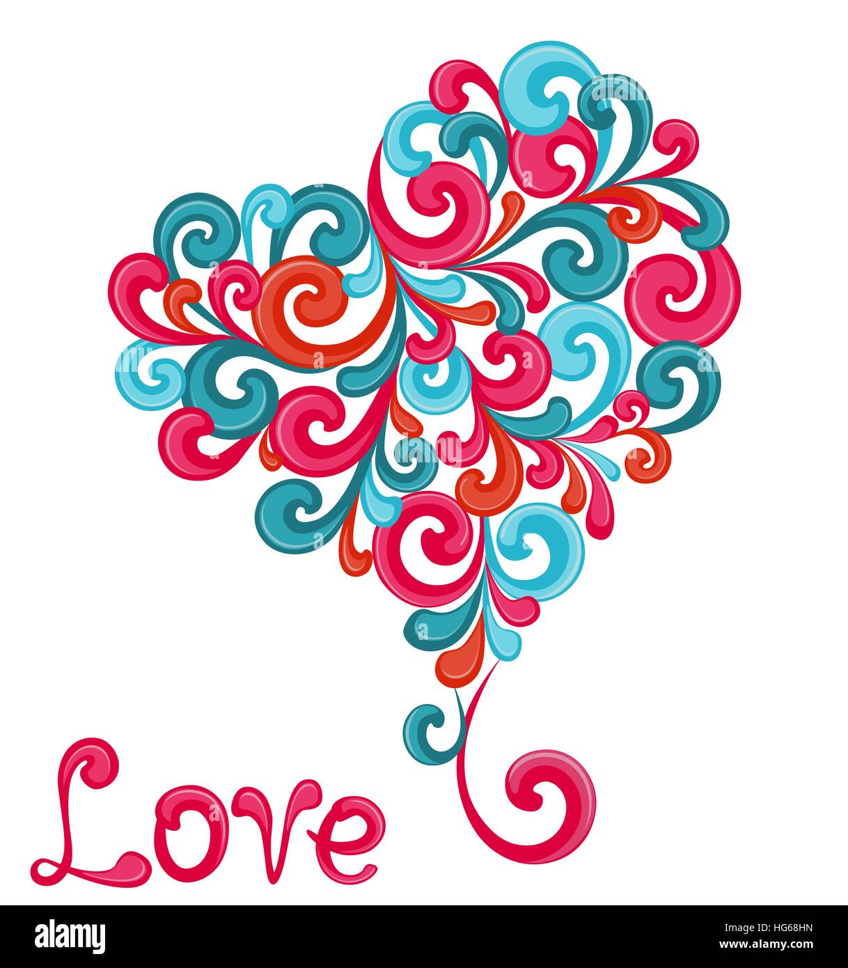 Abstract heart with swirls isolated on white background. Vector ...