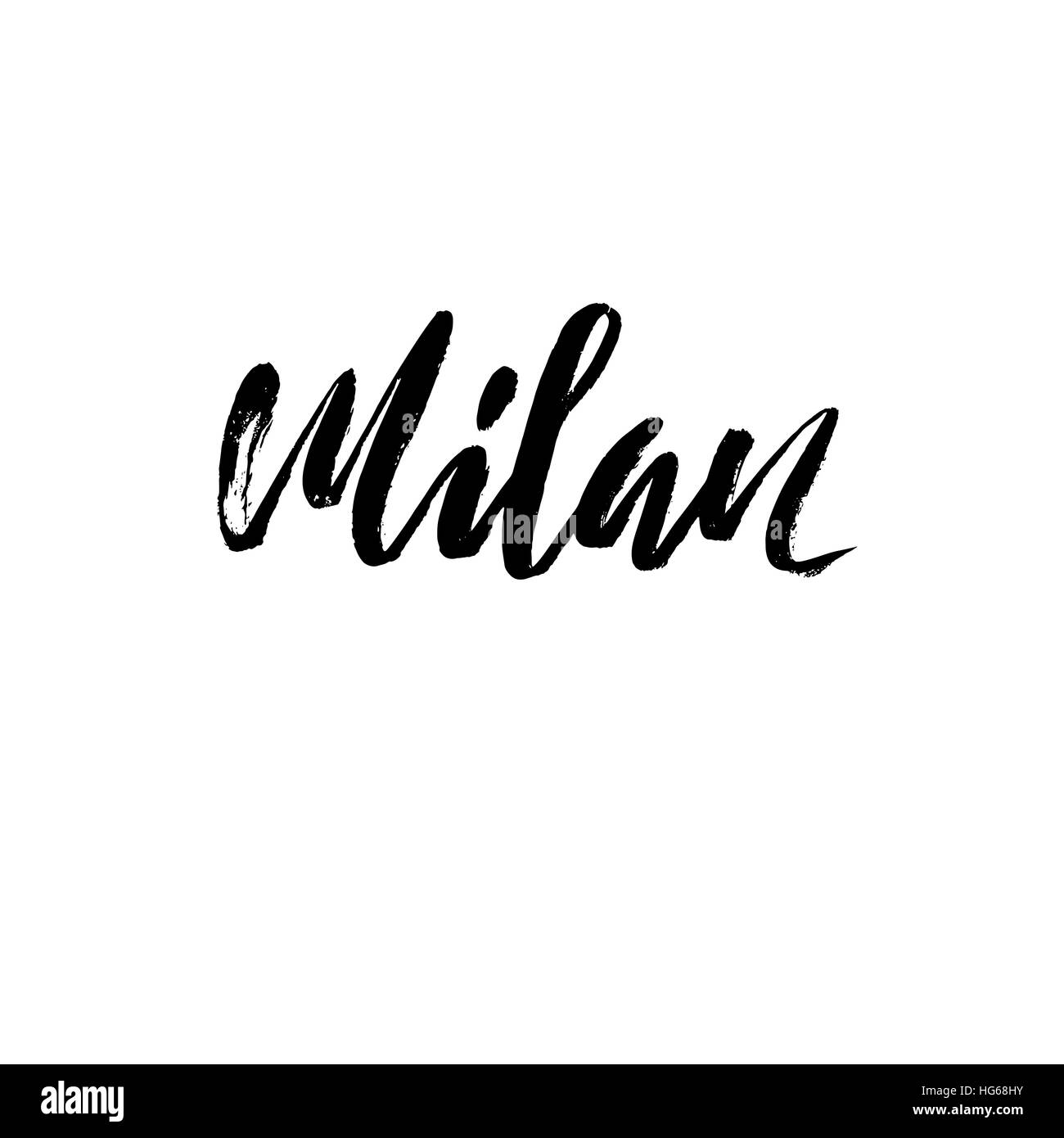 Milan, Italy. City typography lettering design. Hand drawn brush ...