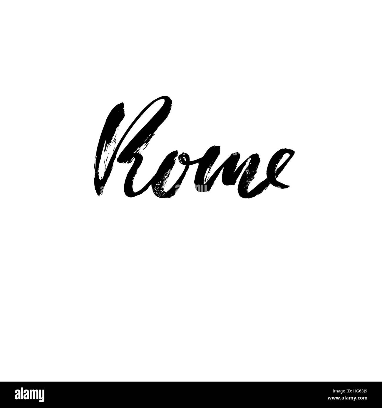 Rome, Italy. City typography lettering design. Hand drawn brush ...