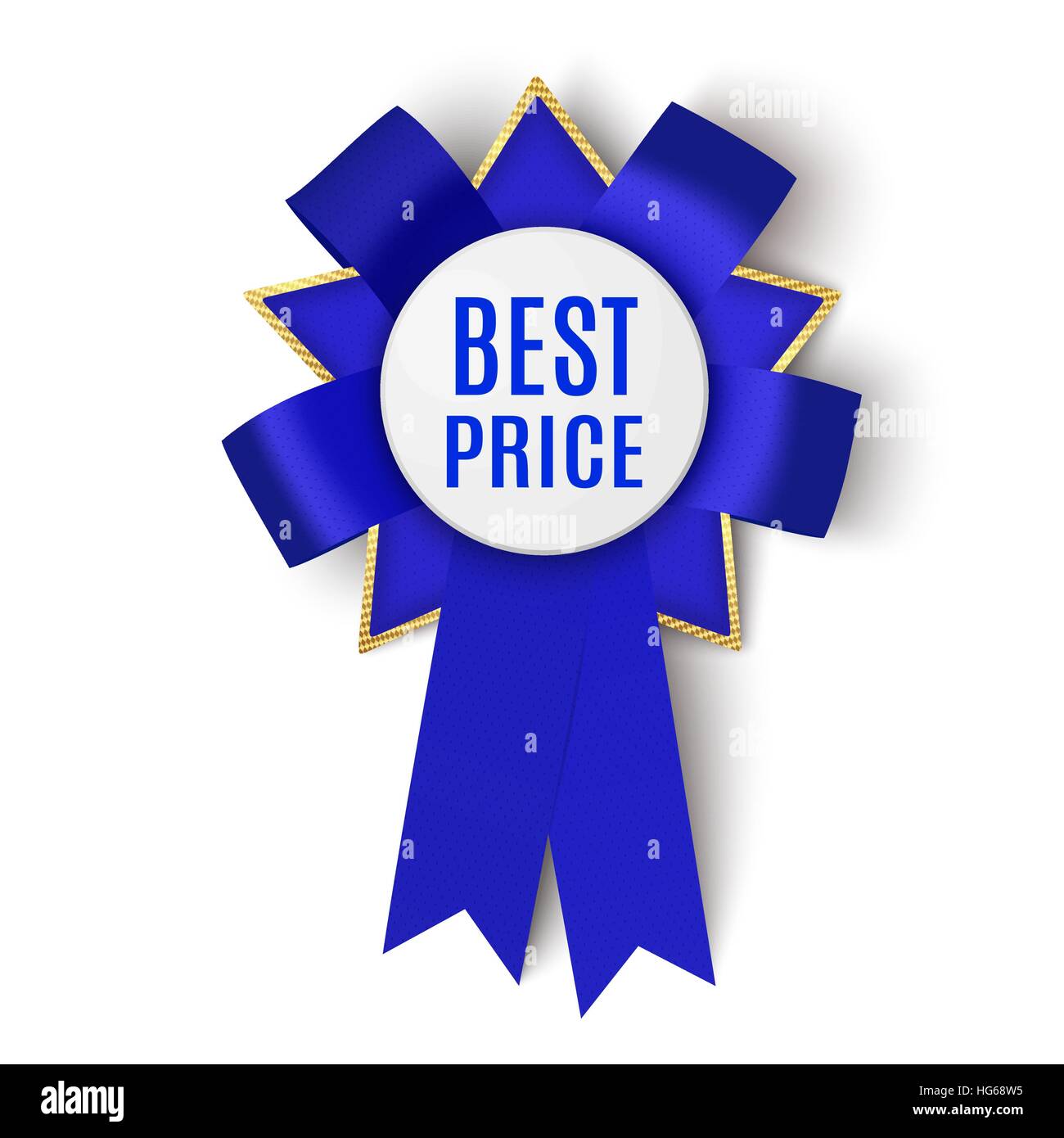 Realistic blue fabric award ribbon isolated on white background. Badge ...