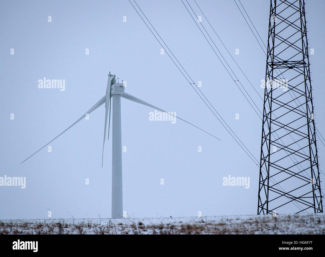 Passow, Brandenburg, Germany. 05th Jan, 2017. A rotor blade of a wind ...