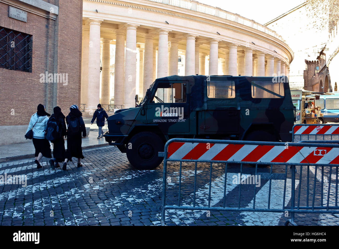 Vatican City, Vatican. Europe. Italian Army patrol Saint Peter Square ...