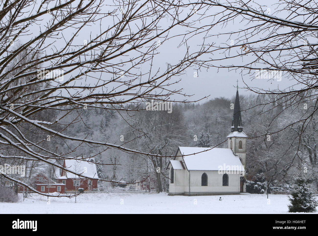 The allegedly smallest wooden church in Germany, built in 1897, seen in ...