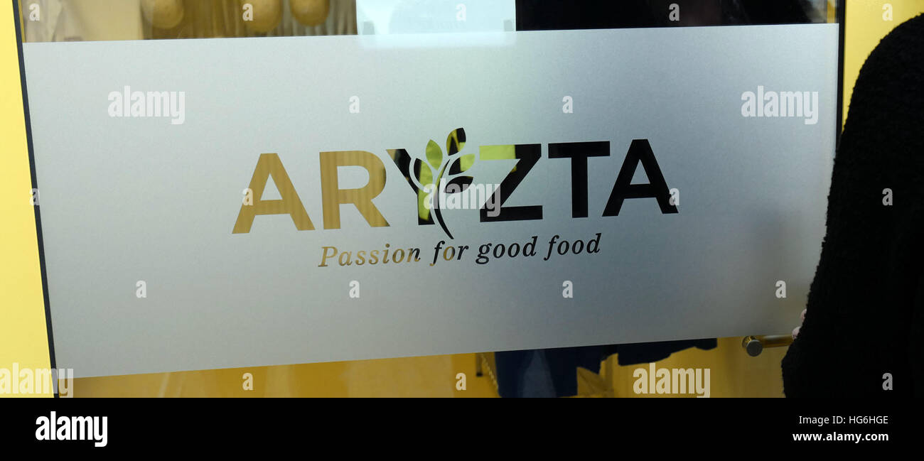 Eisleben, Germany. 12th Dec, 2016. The words 'Aryzta - Passion for good ...