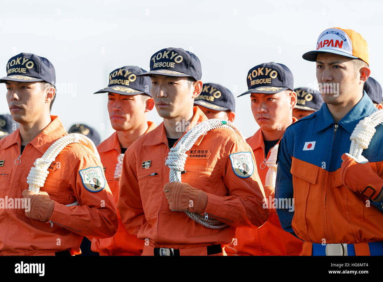 Members of the Tokyo Fire Department perform during the annual New Year ...