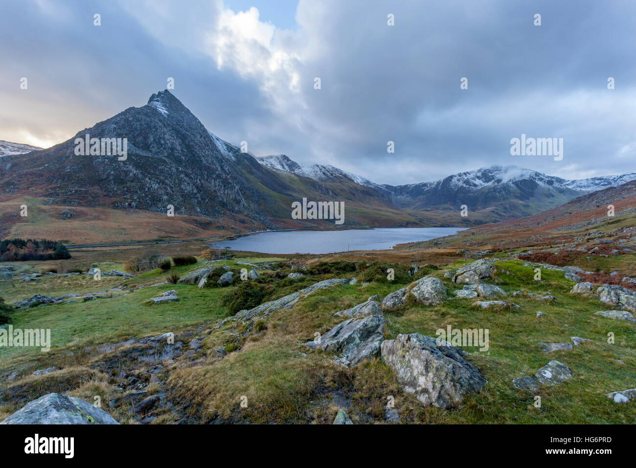 A very wintry scene looking towards Tryfan and the Ogwen valley Stock ...