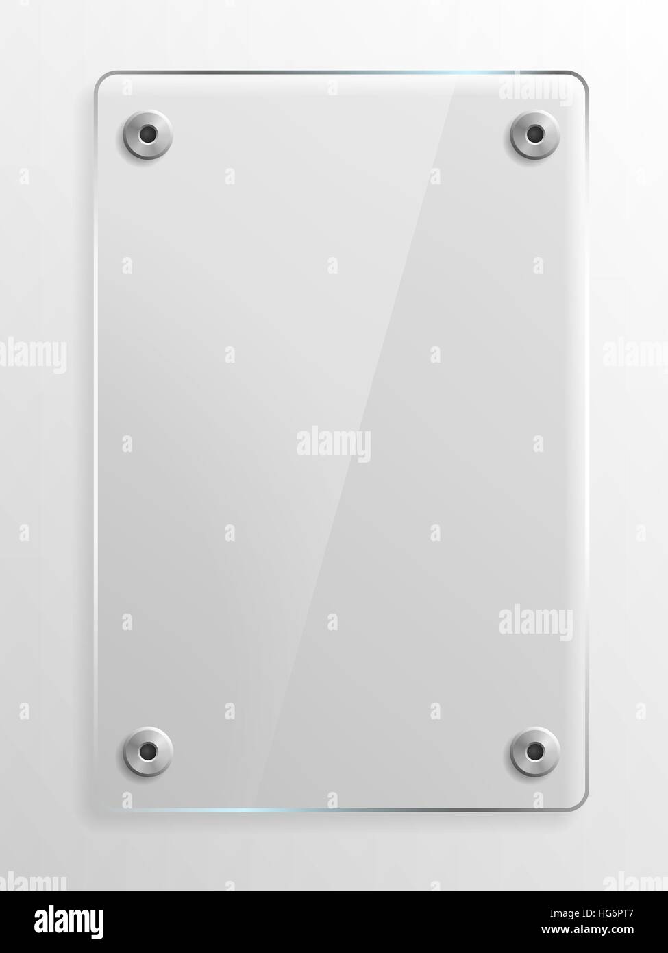 Transparent Glass Plate Mock Up. See through banner with mounts ...