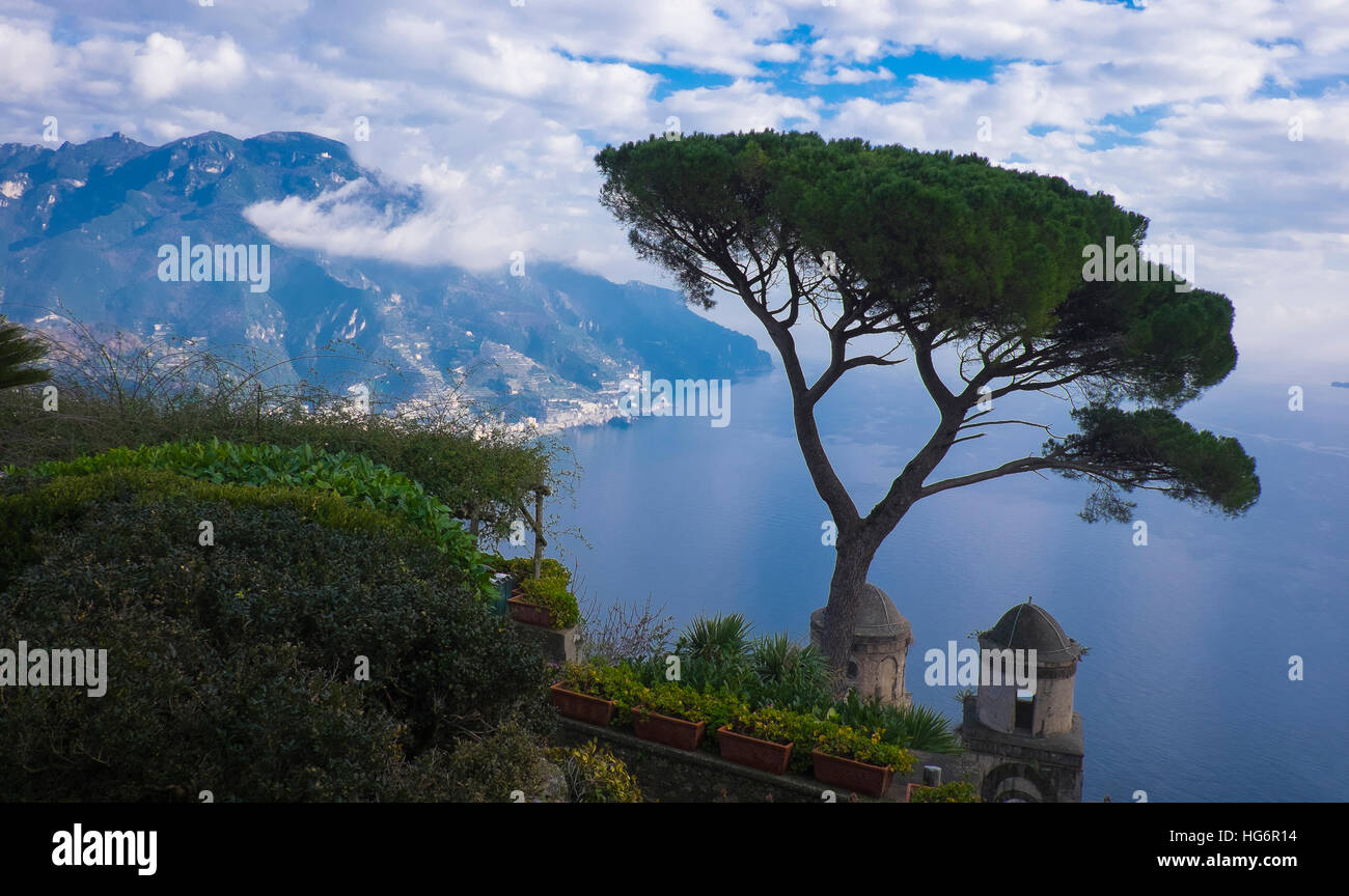 Iconic view of Amalfi coast from the city Ravello, Italy Stock Photo ...