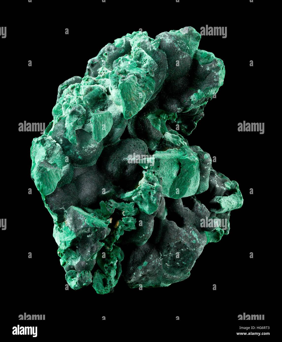 Raw, uncut malachite (cu2co3(oh)2) isolated on black background Stock ...