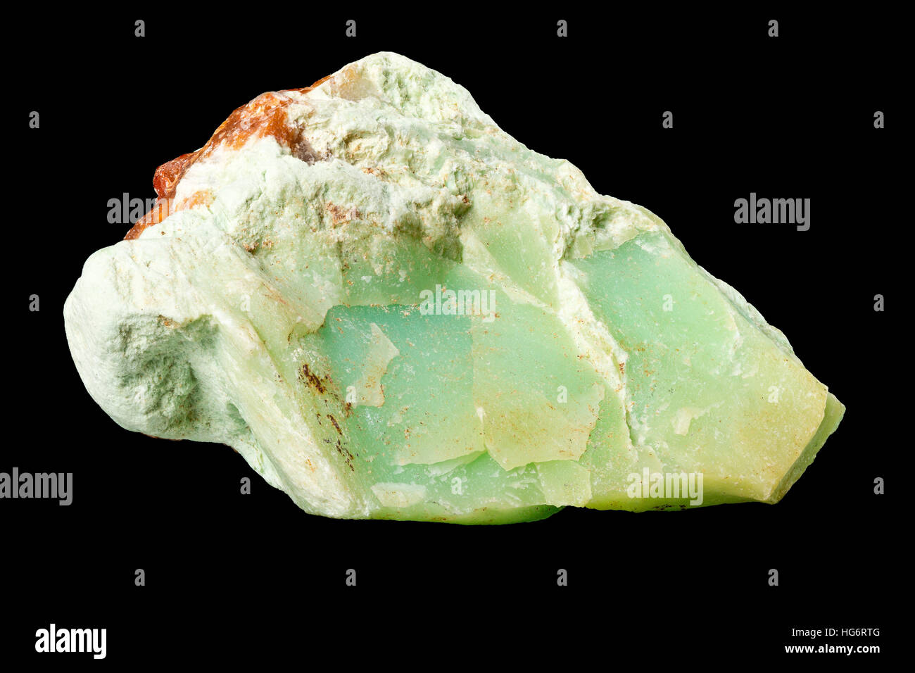 Uncut, raw chrysoprase stone isolated on black background Stock Photo ...