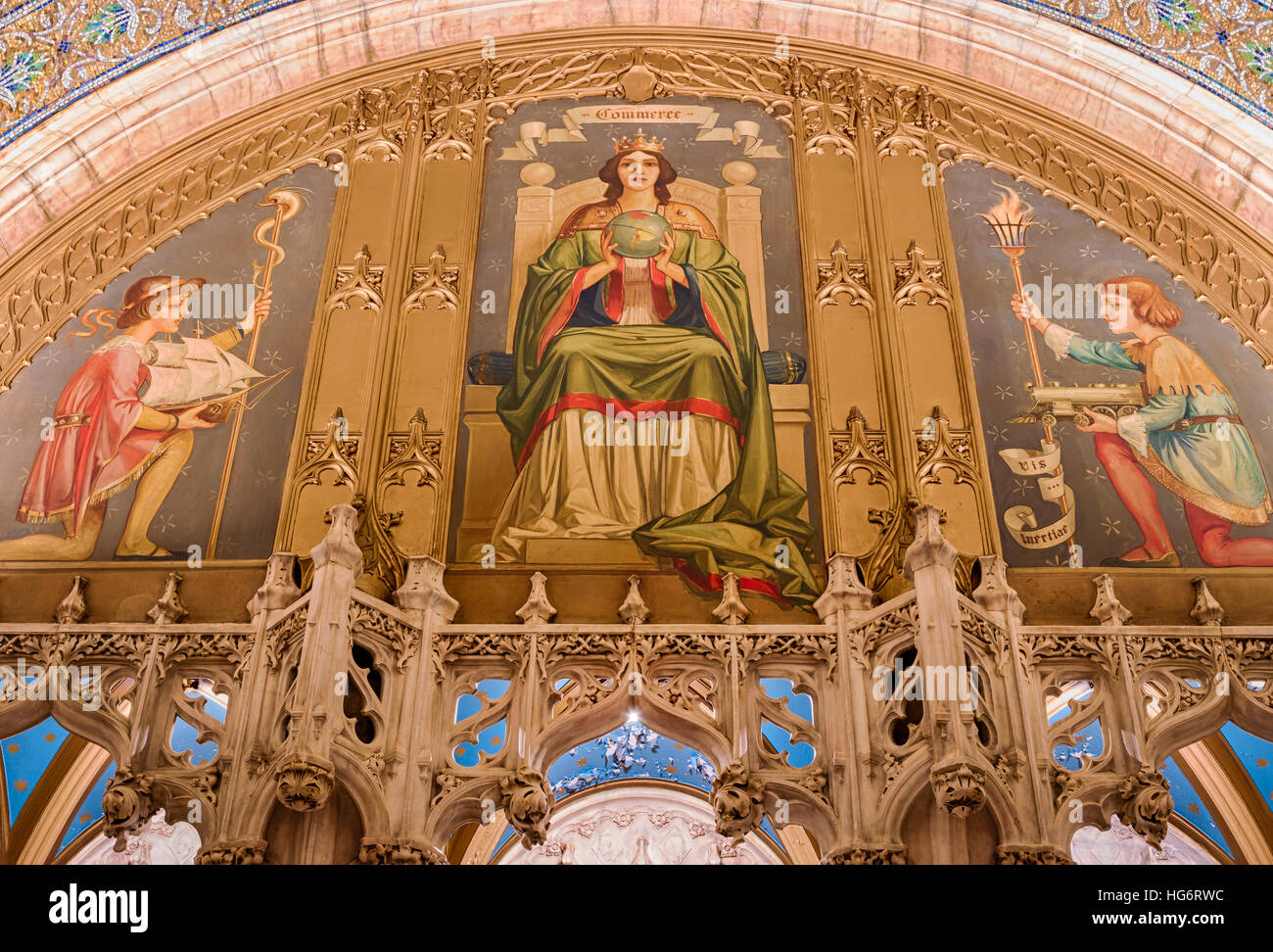 Interior architectural details of the lobby of the landmarked Woolworth ...