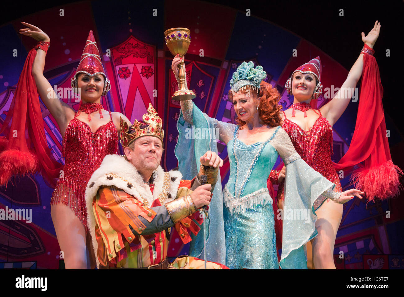 Jon Culshaw as King Arthur and Bonnie Langford as the Lady of the Lake ...